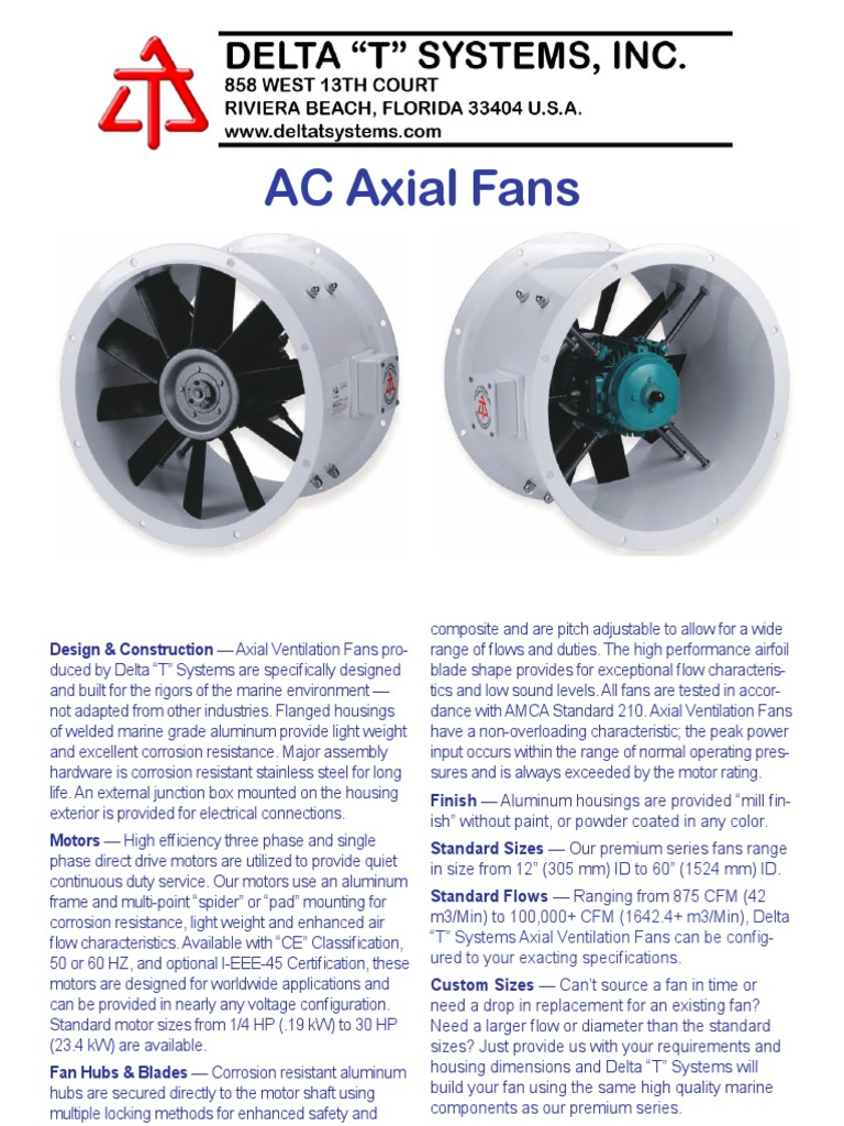 Marine Axial Fans by Delta "T" Systems | PDF