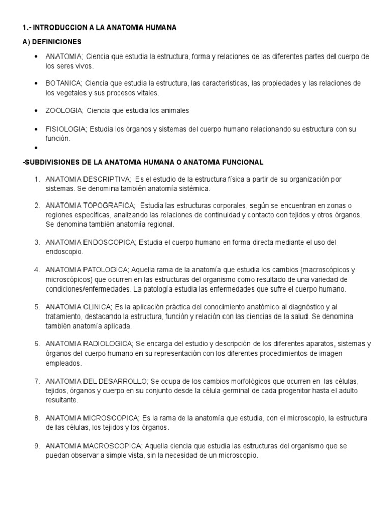 Divisiones de la Anatomía Humana | PDF | Órgano (anatomía) | Anatomía