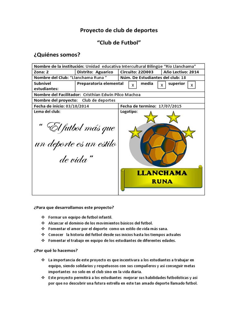 Proyecto Club de Deportes | PDF | Asociación de Futbol | Equipos