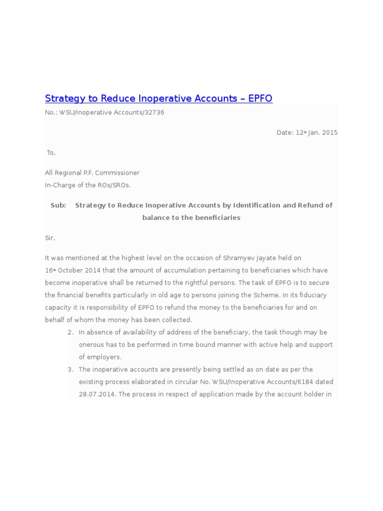 Strategy To Reduce Inoperative Accounts | PDF | Pension | Employment
