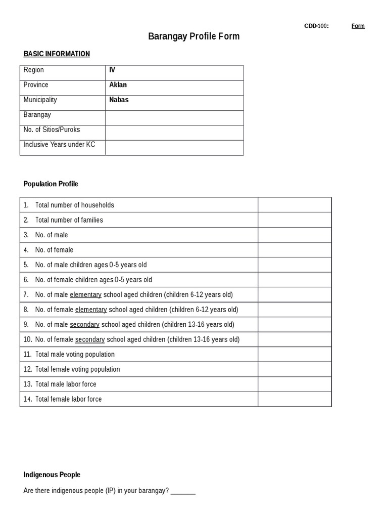 Barangay Profile | PDF | Malnutrition | Poverty