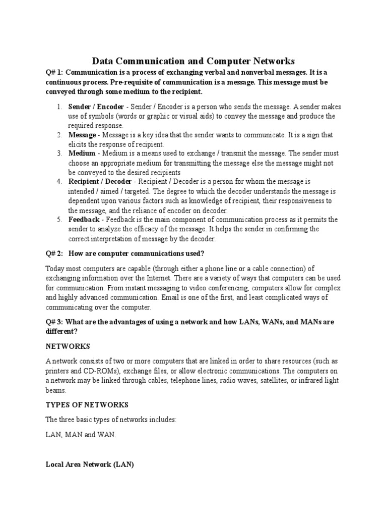 Data Communication and Computer Networks Assignment | PDF | Local Area Network | Computer Network