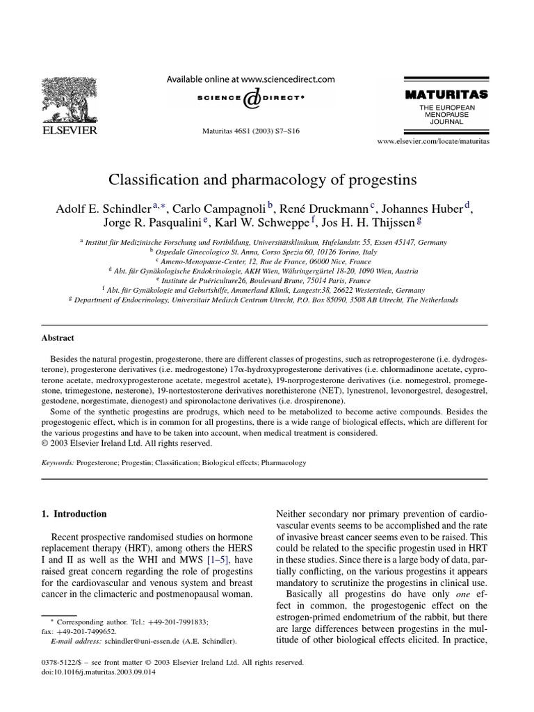 Classification and Pharmacology of Progestins | PDF | Progesterone ...