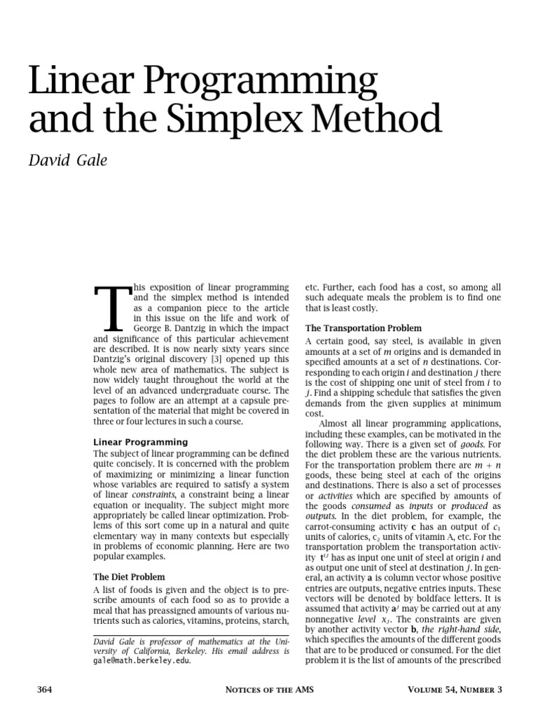 Linear Programming and the Simplex Method Explained | PDF | Linear ...