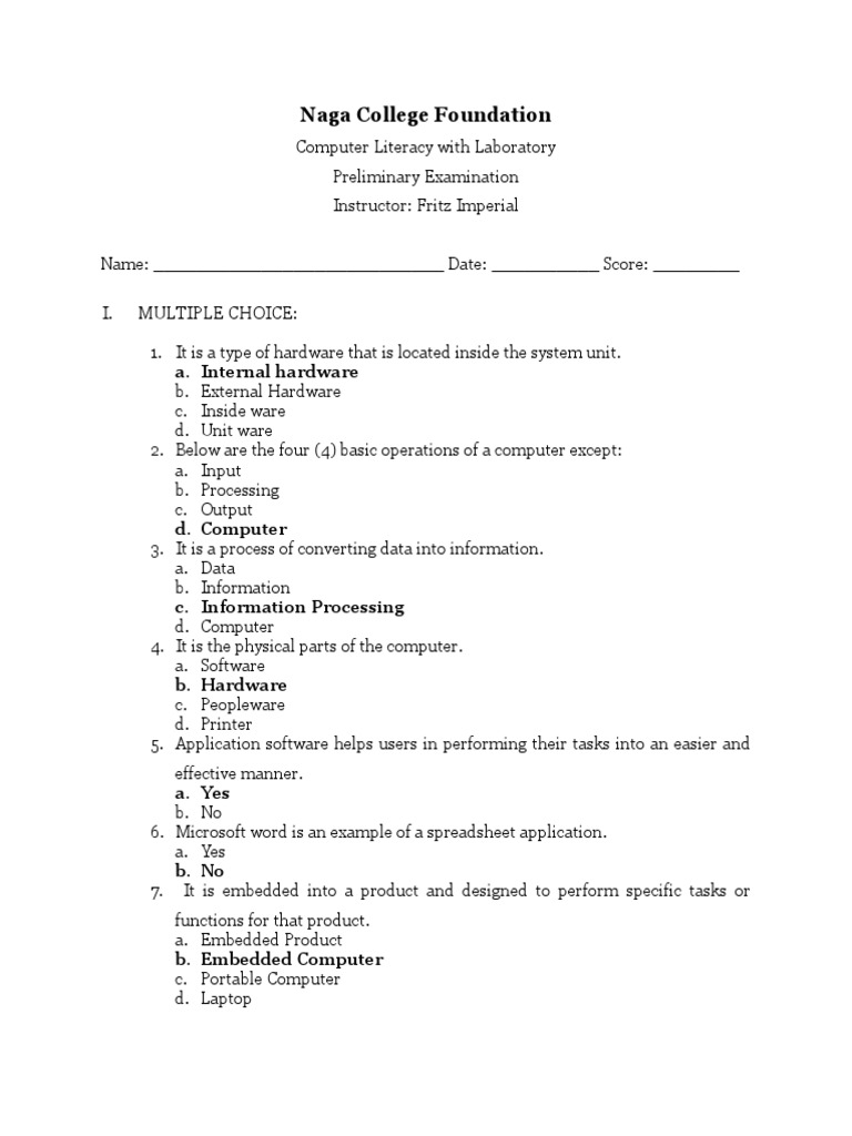 ICT Prelim | PDF | Computer Hardware | Computer Network