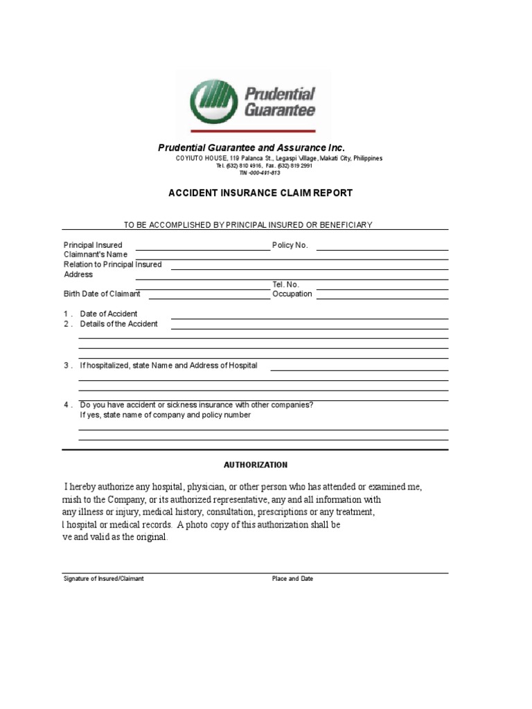 Prudential Accident Claim Form | PDF