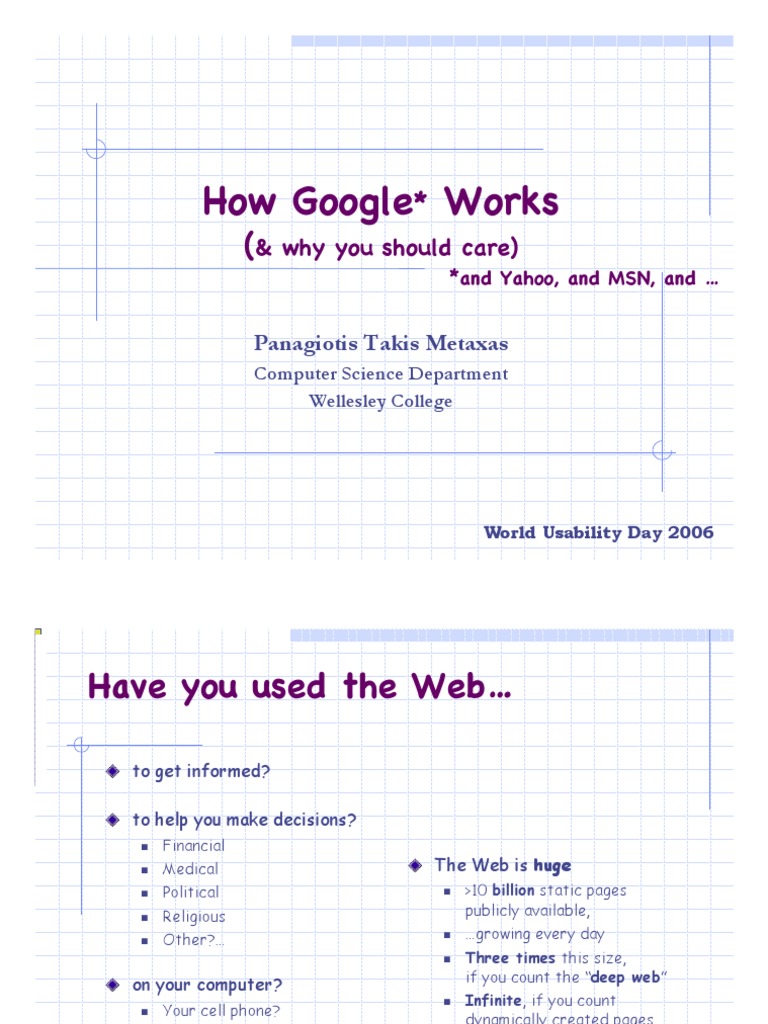 How Google Works: & Why You Should Care) | PDF | Search Engine ...