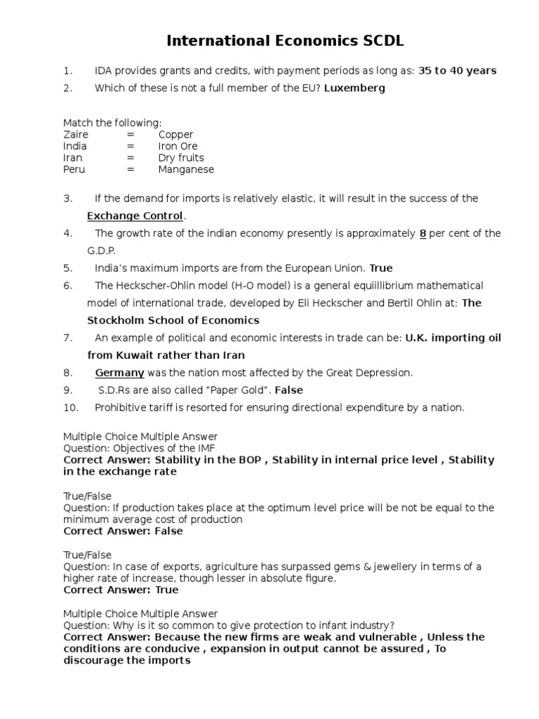 International Economics SCDL | PDF | International Economics | Tariff