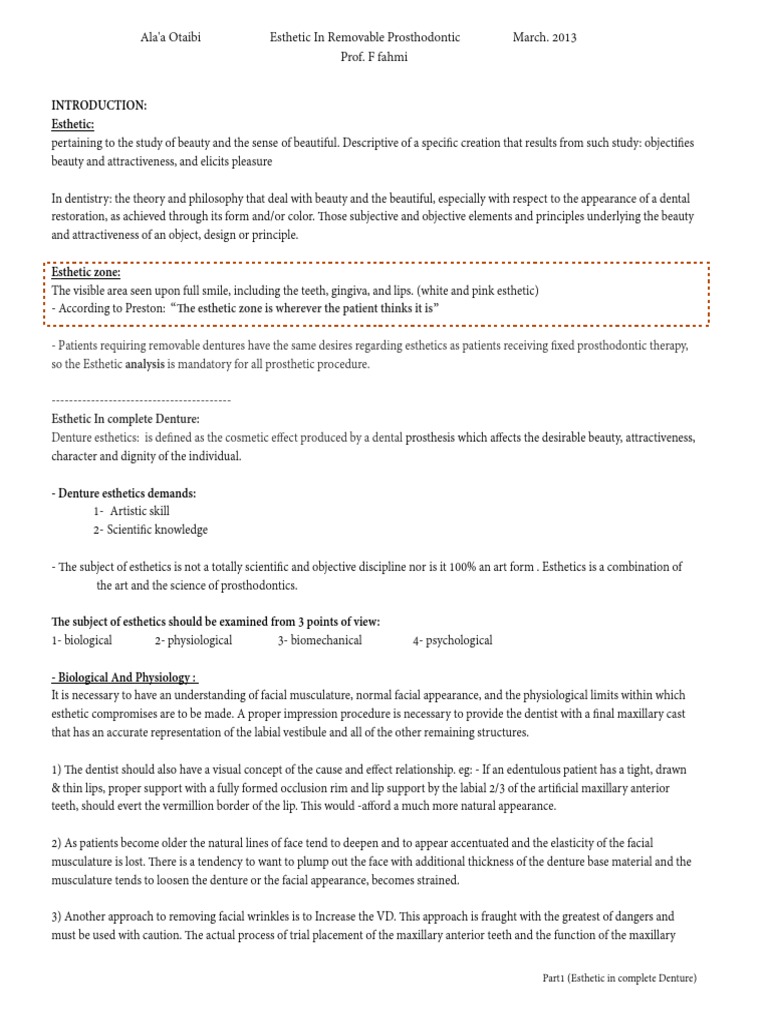 RPD Esthetic. Review | PDF | Dentures | Tooth