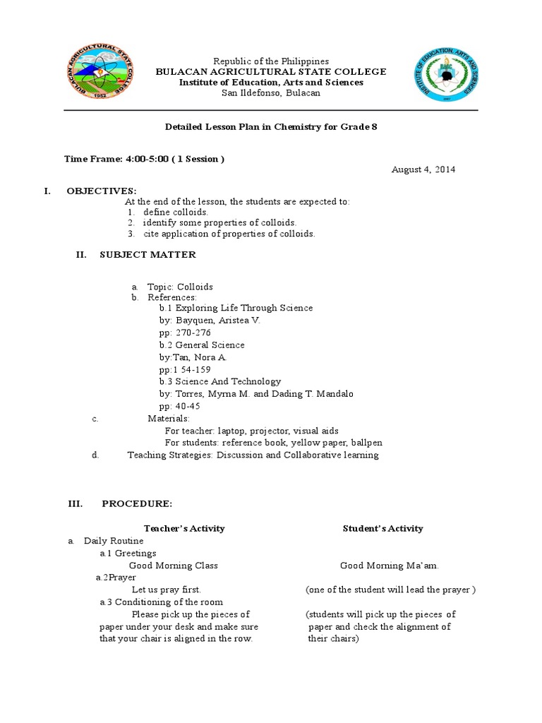 Detailed Lesson Plan | PDF | Colloid | Mixture
