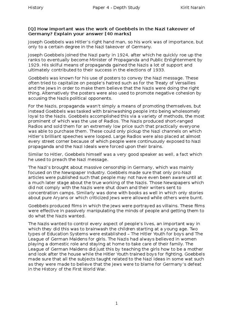 Goebbels' Role in Nazi Germany's Rise | PDF | Nazi Germany | Joseph ...