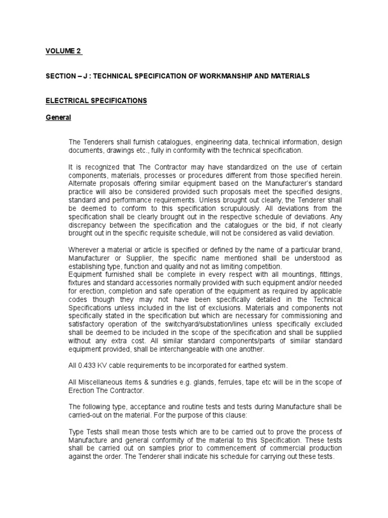 Specifications Electrical Works Materials Workmanship | PDF | Fuse ...
