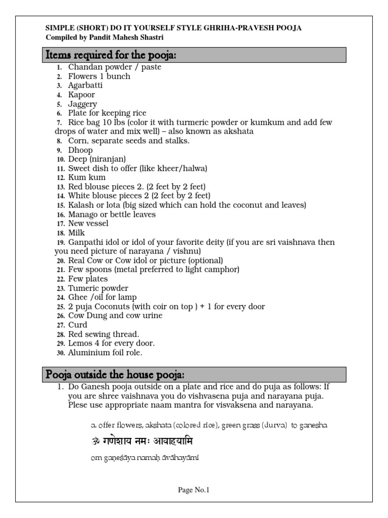 A Step-by-Step Guide to Performing a Simple DIY Griha Pravesh Pooja for ...