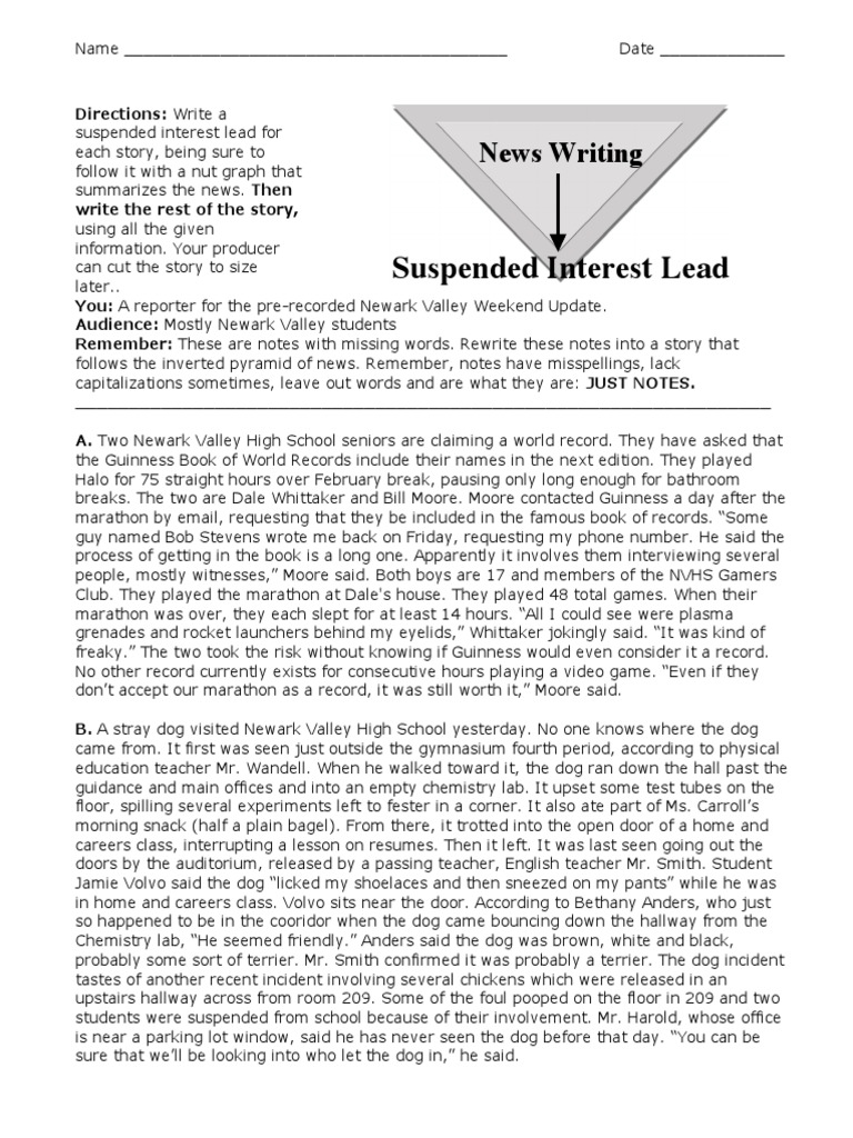 Suspended Interest Lead | PDF | News | Mass Media
