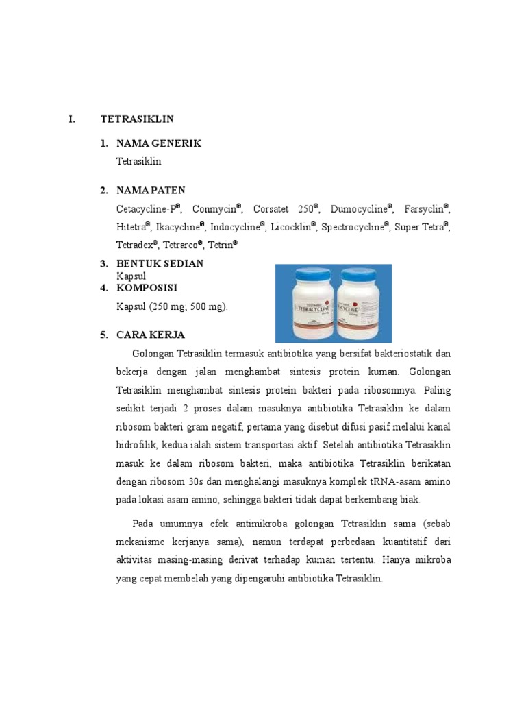 Panduan Lengkap Tetrasiklin: Indikasi, Efek Samping, dan Dosis | PDF ...