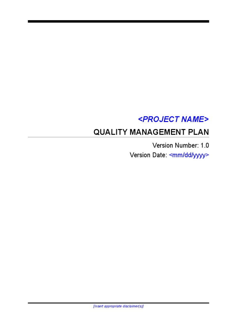 Eplc Quality Management Template | PDF | Quality Assurance | Project ...