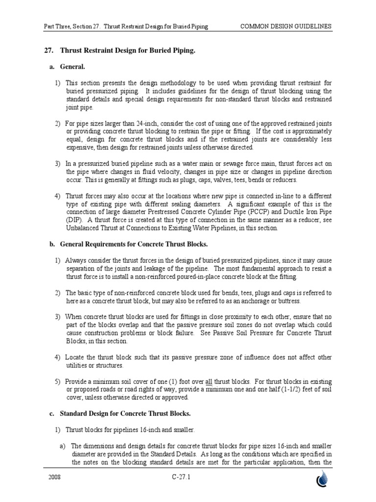Thrust Restraint Design For Buried Piping | PDF | Pipe (Fluid Conveyance) | Concrete