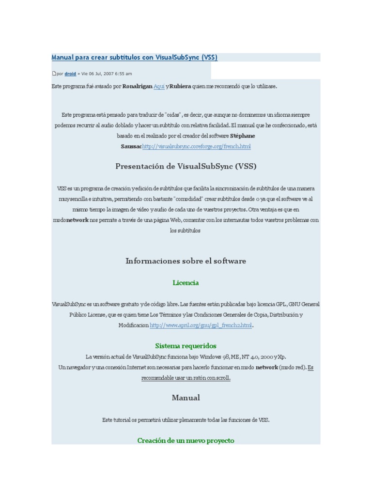 Manual para Crear Subtítulos Con VisualSubSync | Descargar gratis PDF | Archivo de computadora ...