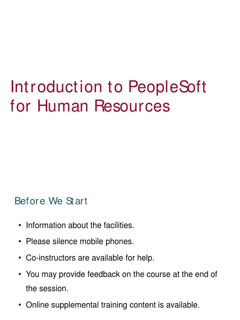 Peoplesoft HRMS Guide | PDF