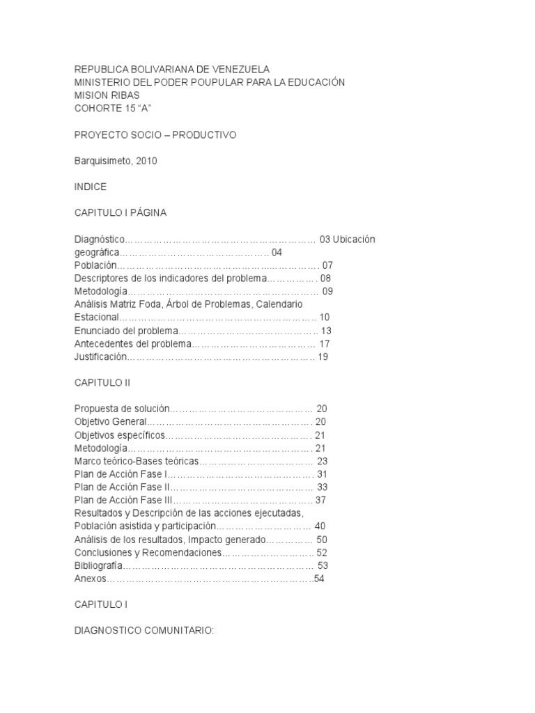 Proyecto Mision Ribas Barquisimeto | PDF
