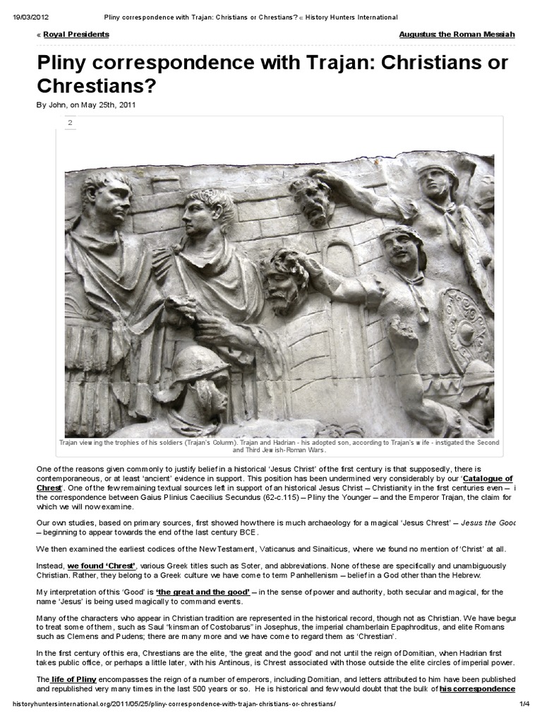 Pliny Correspondence With Trajan John Bartrom | PDF | Christian | Jesus