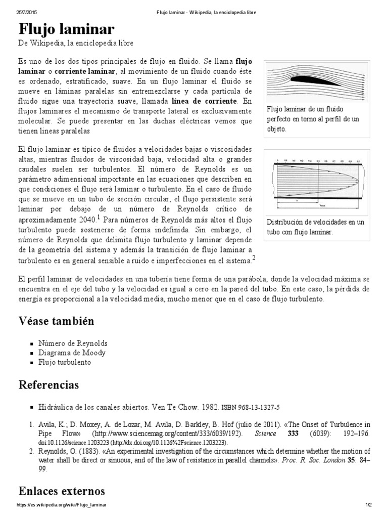 Flujo Laminar - Wikipedia, La Enciclopedia Libre PDF | PDF | Flujo ...