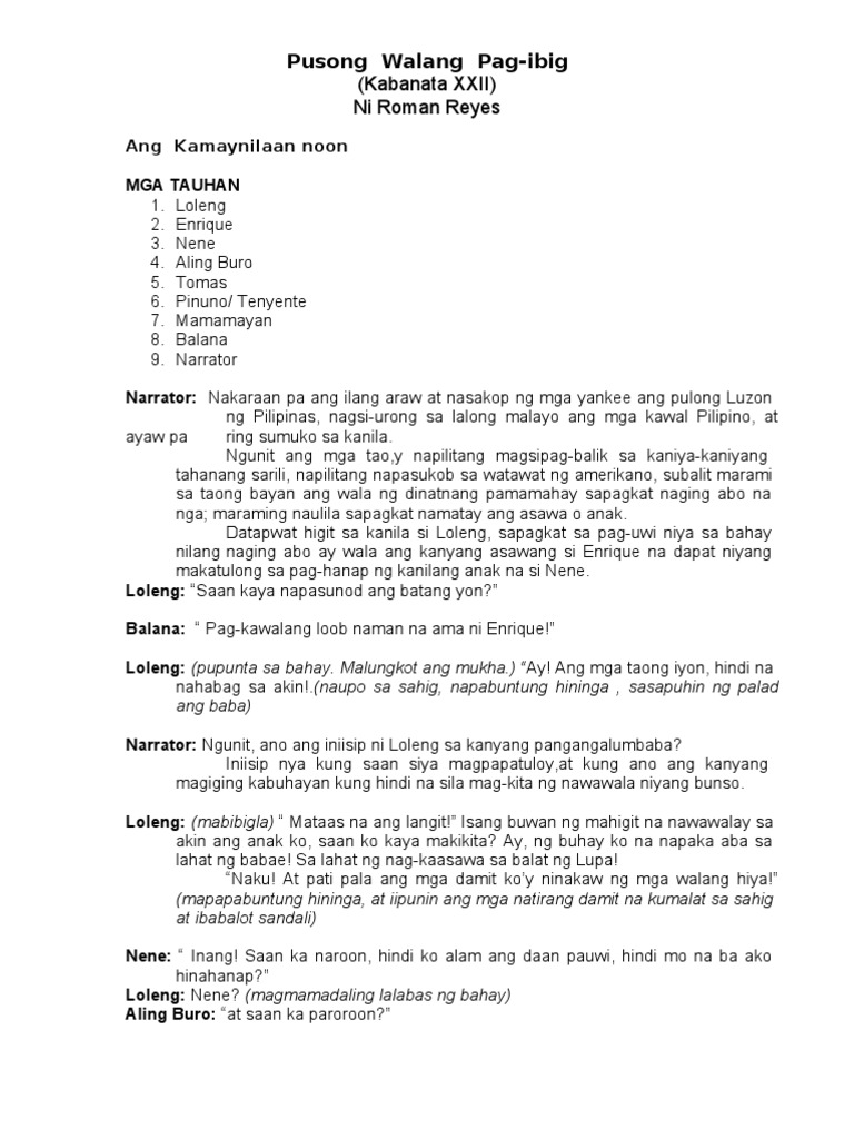 Pusong Walang Pagibig Script NG Kabanata 22 | PDF