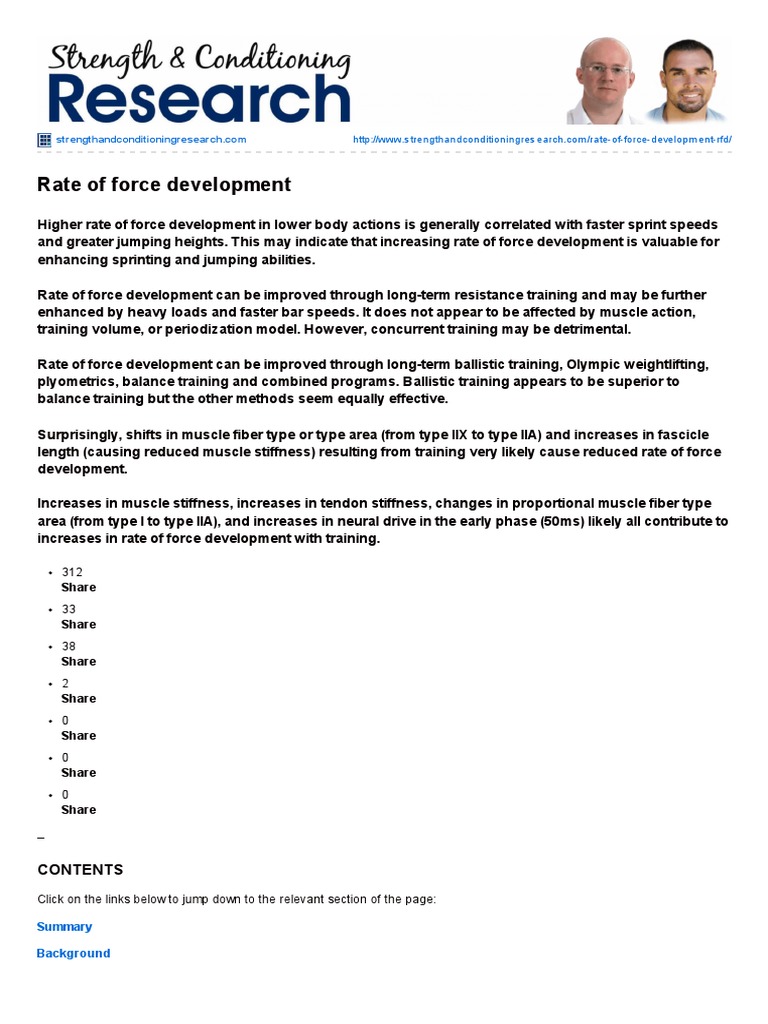 Rate of Force Development - The Research | PDF | Muscle | Strength Training