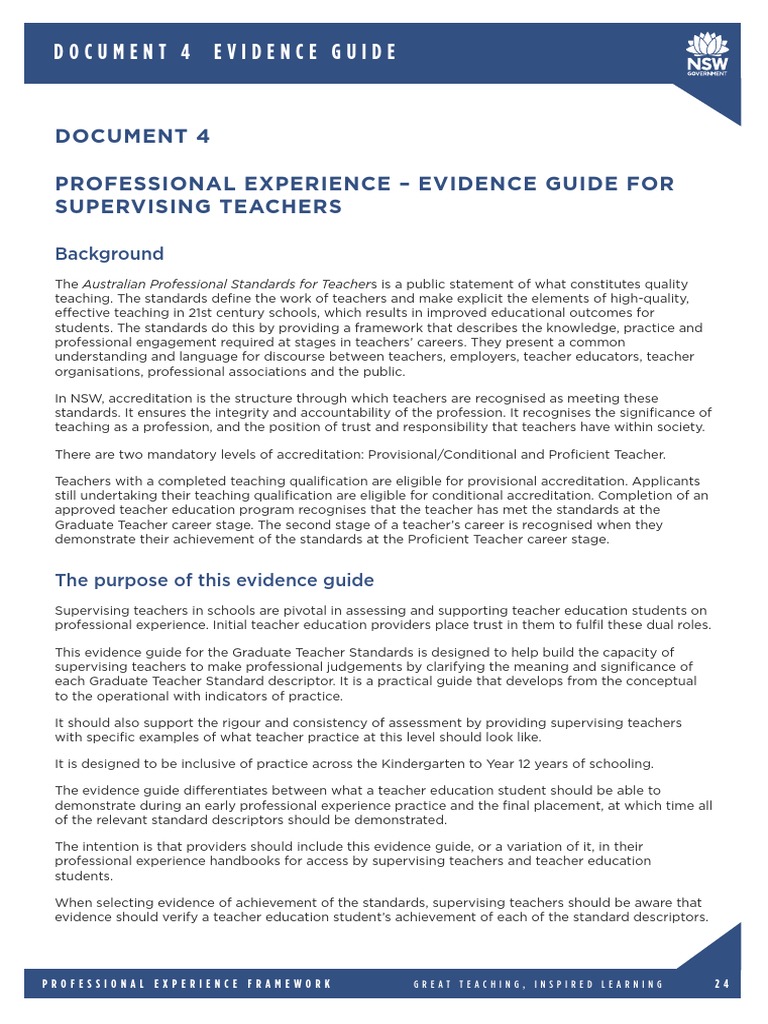 Document 4 - Evidence Guide For Supervising Teachers Report Helper ...