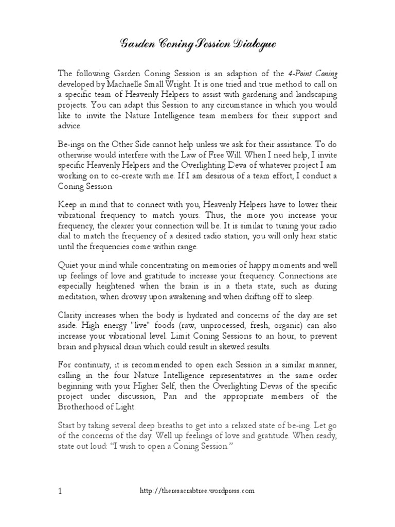 Garden Coning Session Dialogue by Theresa Crabtree | PDF | Mind ...