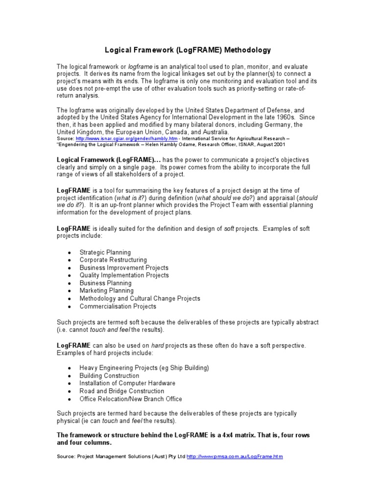 Understanding the Logical Framework Method | PDF | Evaluation | Project ...