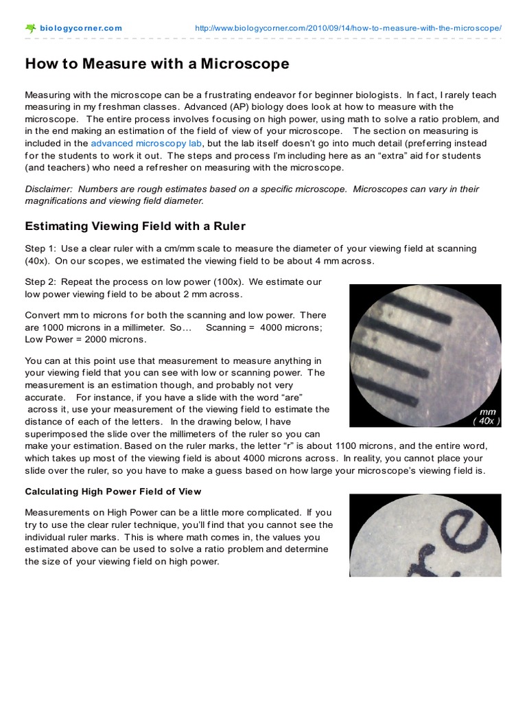 How To Measure With A Microscope | PDF | Microscope | Microscopy