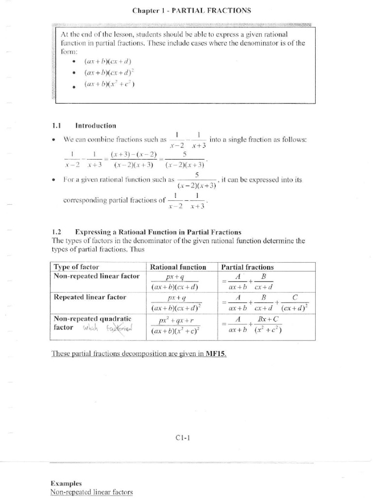 Partial Fractions | PDF | Fraction (Mathematics) | Mathematical Notation