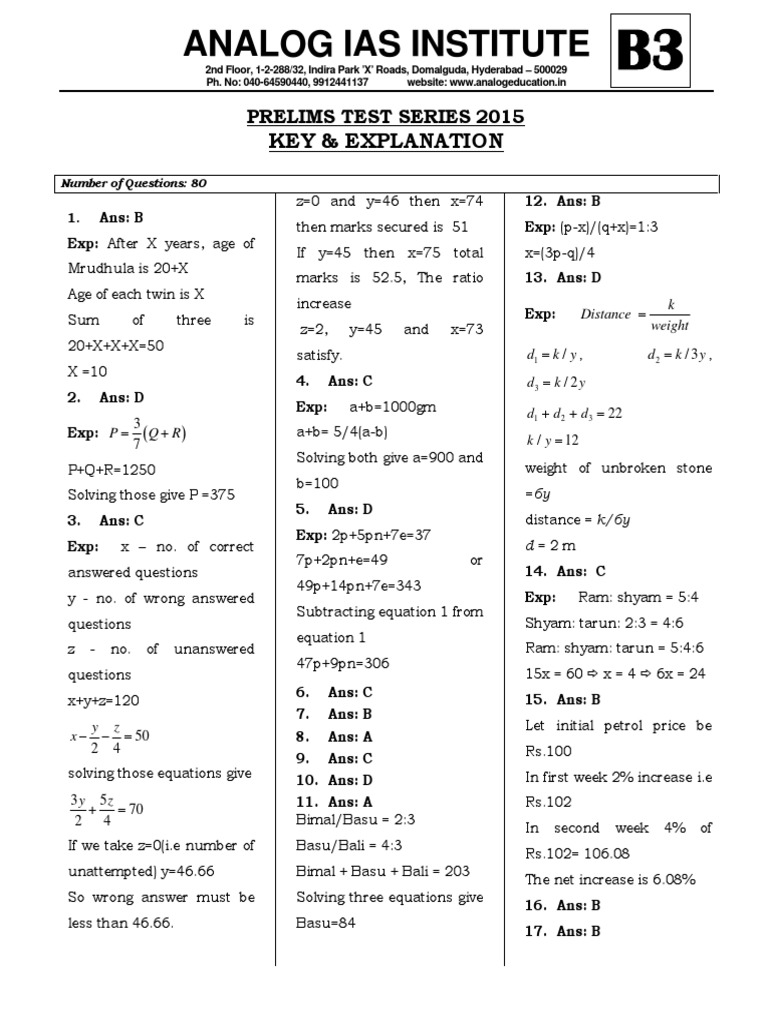 Csat b03 Explanation | PDF | Business | Teaching Mathematics