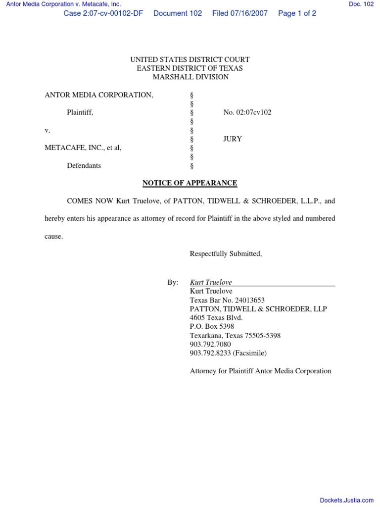 Antor Media Corporation v. Metacafe, Inc. - Document No. 102 | PDF ...