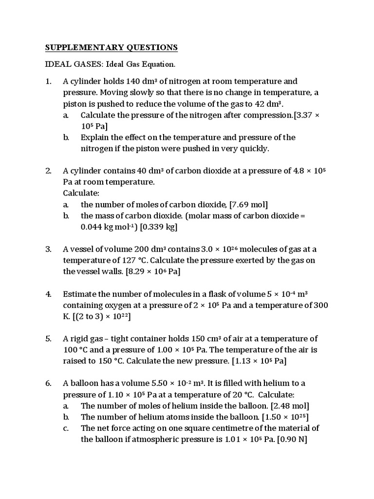 Chapter 10a Ideal Gas Equation | PDF | Gases | Mole (Unit)