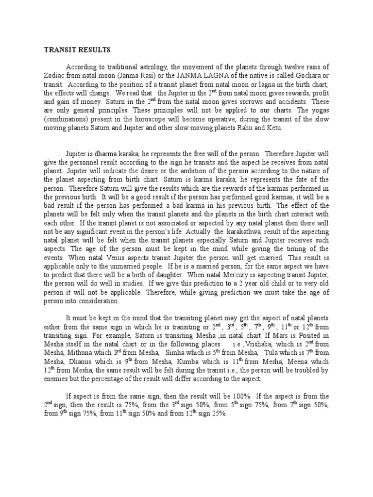 Transit Results | Download Free PDF | Planets In Astrology | Horoscope