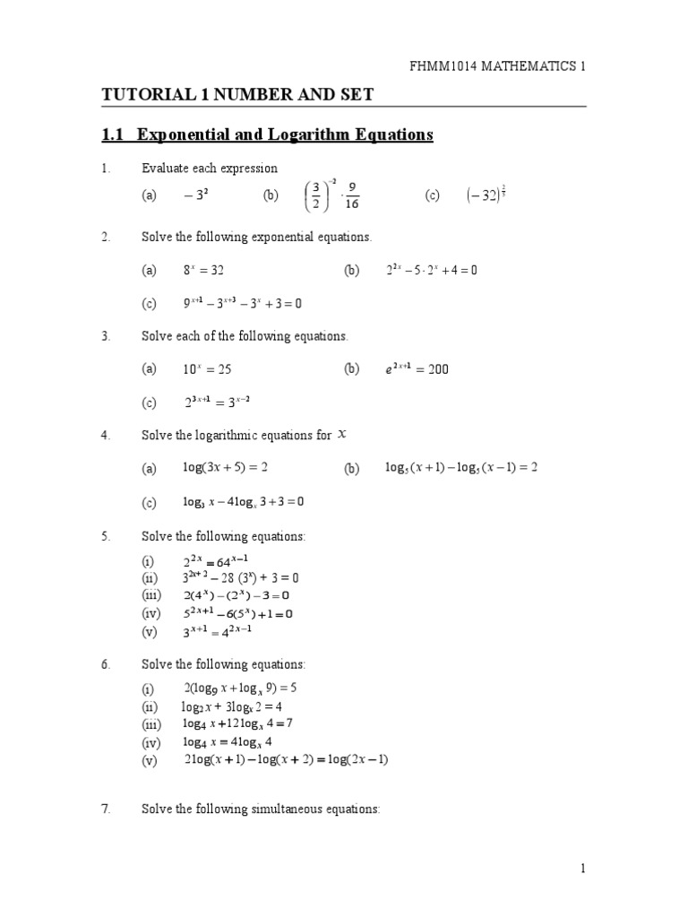 Math 1014: Exponents & Sets Guide | PDF | Special Functions | Logarithm