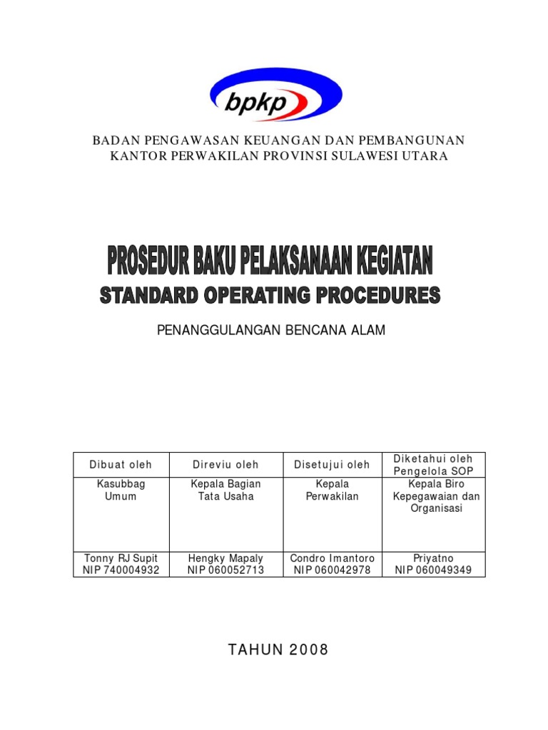 SOP Bencana | PDF