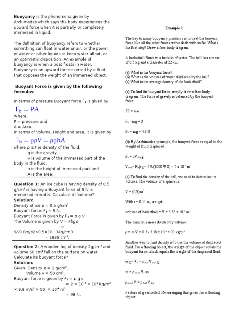 Buoyant Force | PDF