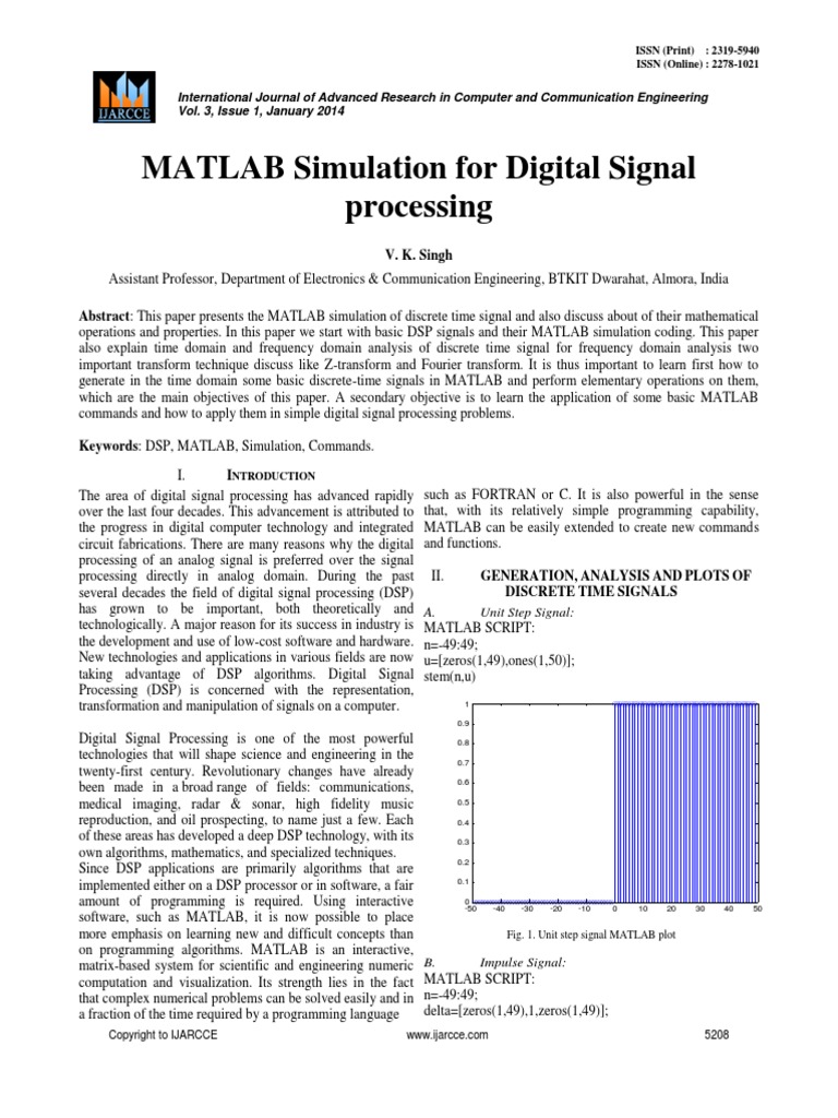 MATLAB Simulation For Digital Signal Processing PDF | PDF | Digital ...
