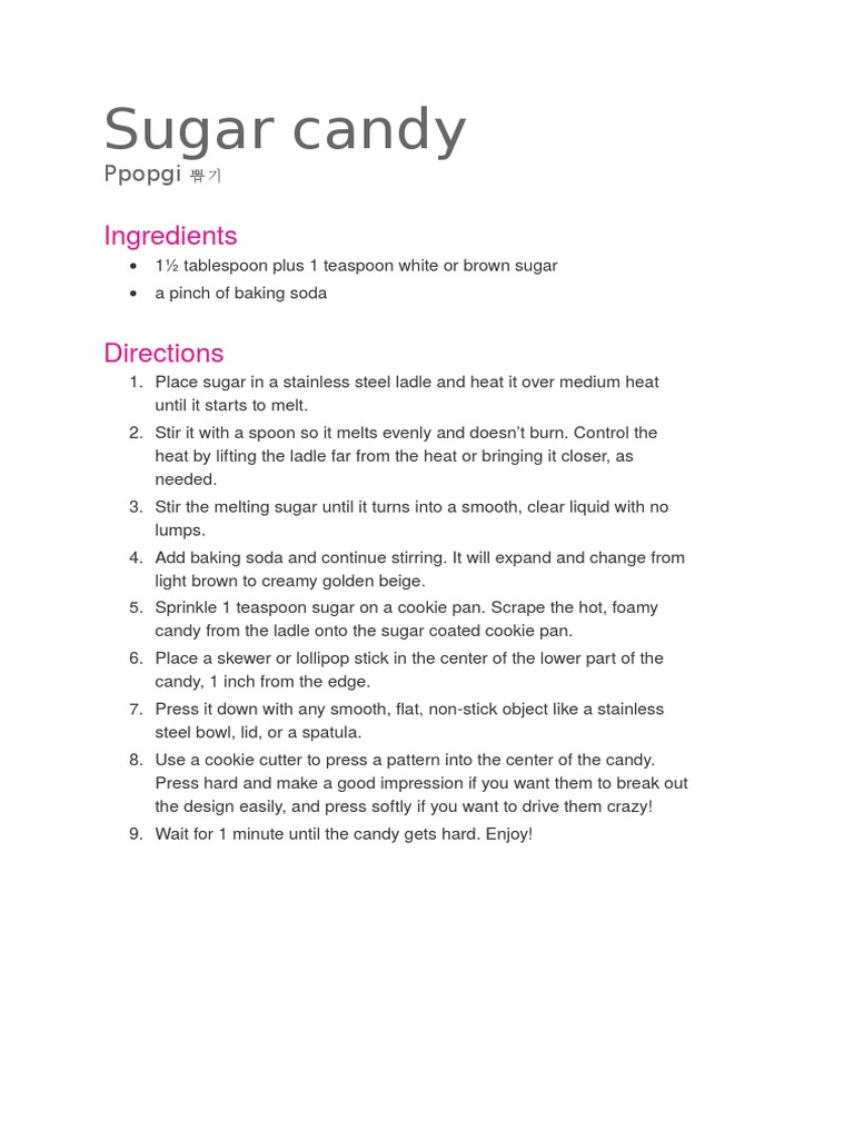 Sugar Candy: Ingredients | PDF
