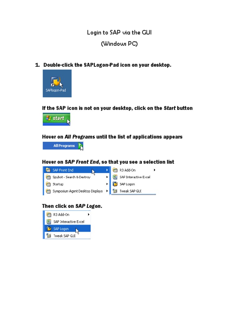 SAP GUI Login Instructions | PDF