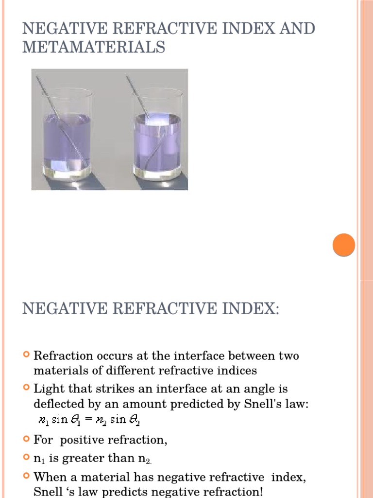 Negative Refractive Index and Metamaterials | Download Free PDF ...