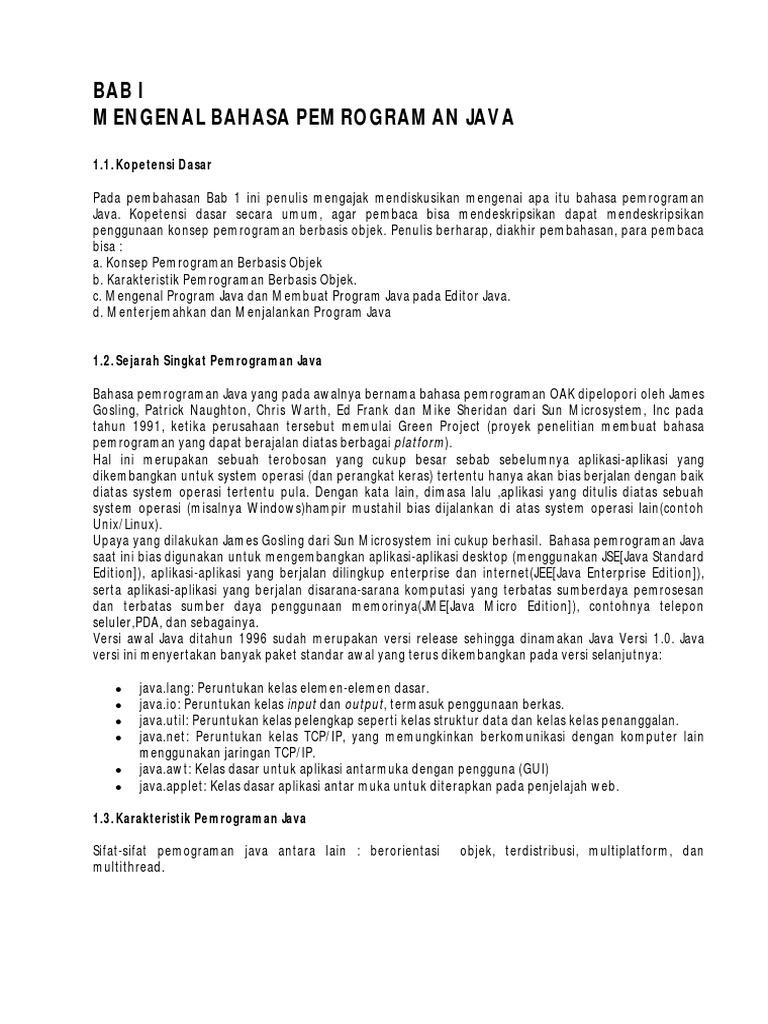 Modul Pemrograman Berbasis Objek I | PDF