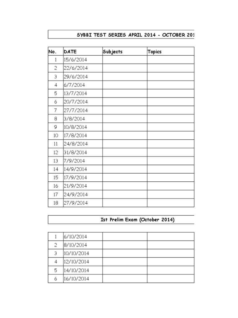 SYBBI Test Series Schedule 2014 | PDF | Career & Growth