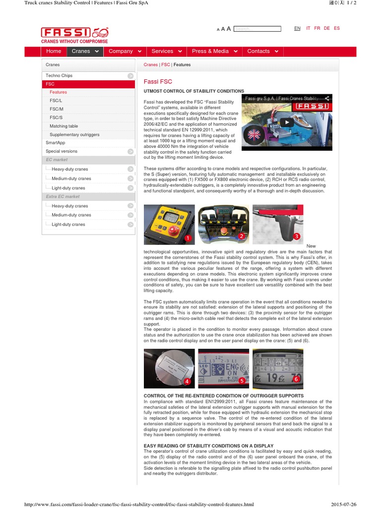 FSC Fassi Stability Con+ PDF | PDF | Radio Control | Crane (Machine)