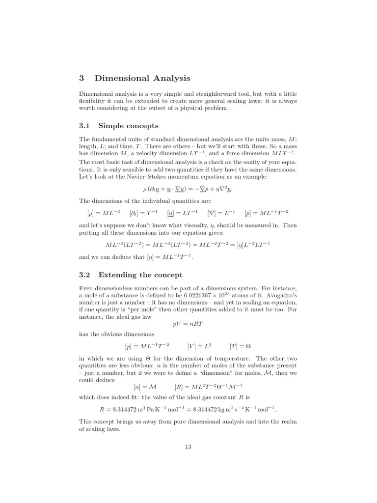 3 Dimensional Analysis: 3.1 Simple Concepts | PDF