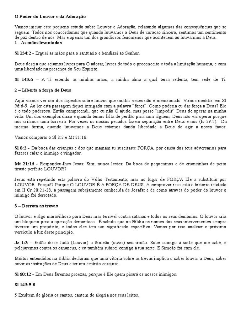 O Poder Do Louvor e Da Adoração | PDF | Anjo | Oração