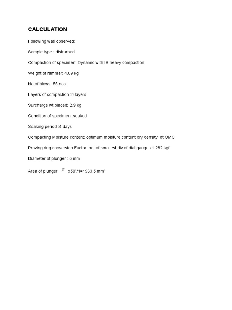 CBR Lab Report | PDF | Soil | Density